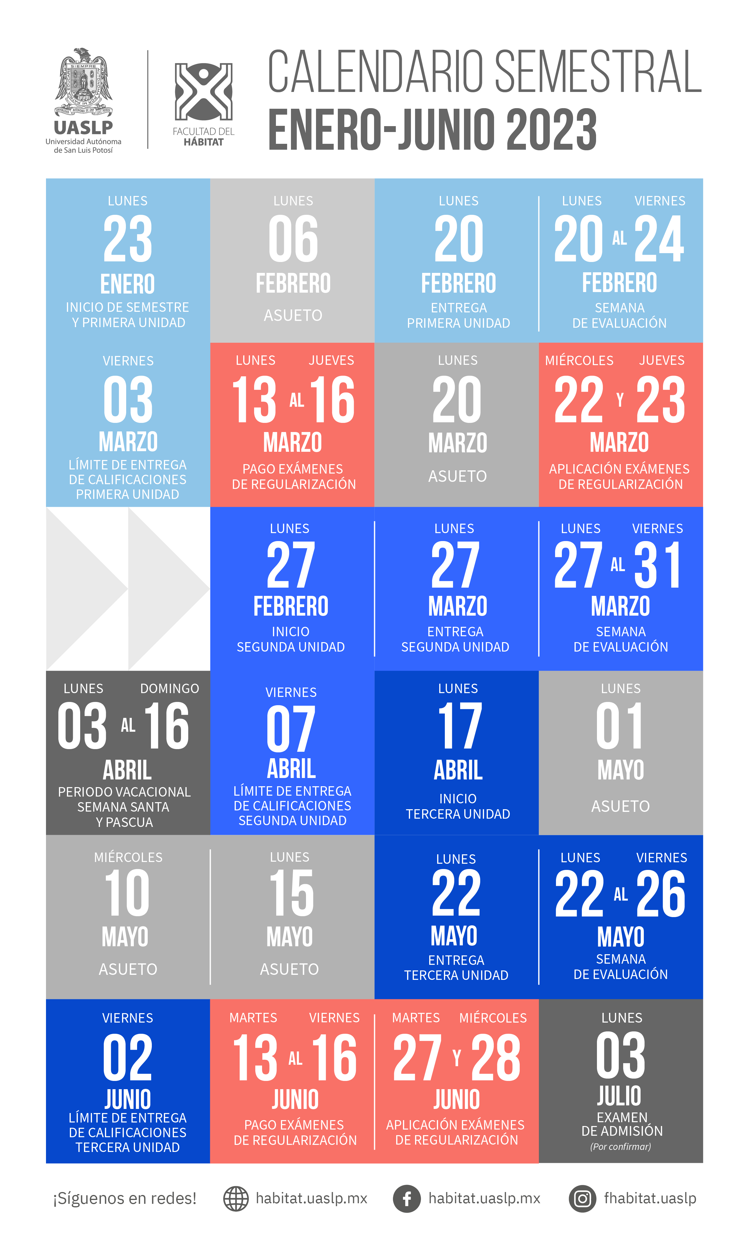 CALENDARIO SEMESTRAL - UASLP