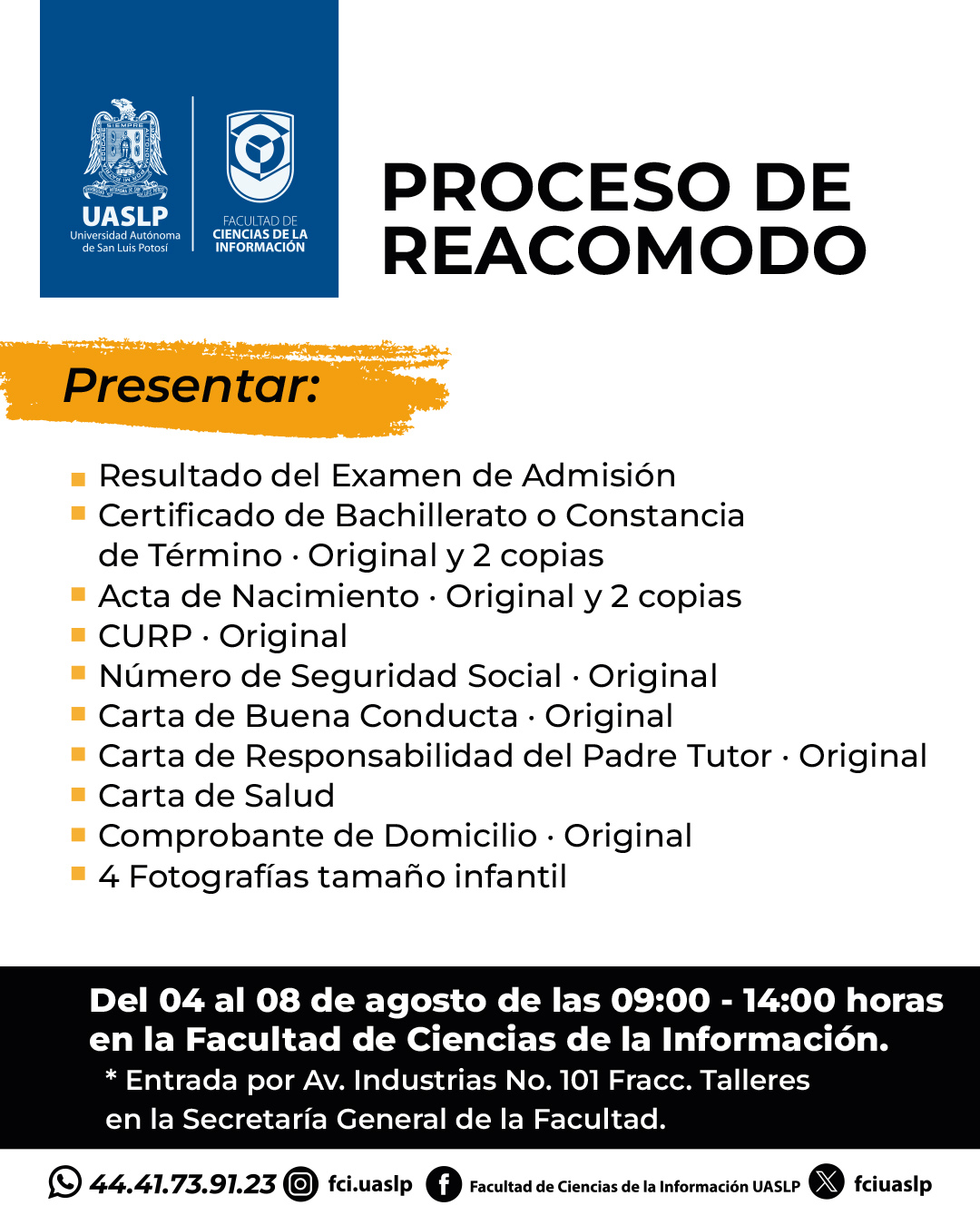 Proceso de reacomodo - UASLP